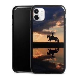 DeinDesign iPhone 11 Handy Silikon H&uuml;lle Case schwarz Handyh&uuml;lle Sunset Horse Horseback Riding