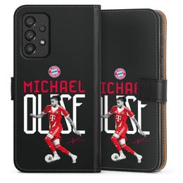 DeinDesign Galaxy A33 5G Handy Klapph&uuml;lle Handyh&uuml;lle aus Kunst Leder schwarz Flip Case Official Licensed Product Michael Olise Fc Bayern M&uuml;nchen Sideflip mit 