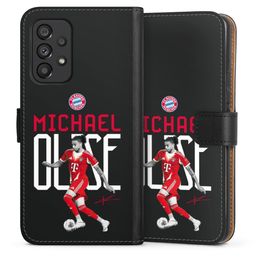 DeinDesign Galaxy A53 5G Handy Klapph&uuml;lle Handyh&uuml;lle aus Kunst Leder schwarz Flip Case Official Licensed Product Michael Olise Fc Bayern M&uuml;nchen Sideflip mit 