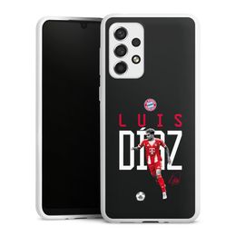 DeinDesign Galaxy A33 5G Handy Silikon H&uuml;lle Case wei&szlig; Handyh&uuml;lle Official Licensed Product Fc Bayern M&uuml;nchen Luis Diaz Silikon Case
