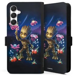 DeinDesign Galaxy A16 5G Handy Klapph&uuml;lle Handyh&uuml;lle aus Kunst Leder schwarz Flip Case Baby Groot Marvel Guardians Of The Galaxy Sideflip mit Lasche