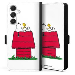 DeinDesign Galaxy A16 5G Handy Klapph&uuml;lle Handyh&uuml;lle aus Kunst Leder schwarz Flip Case Snoopy Peanuts Official Licensed Product Sideflip mit Lasche