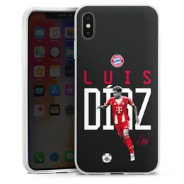 DeinDesign iPhone Xs Max Handy Silikon H&uuml;lle Case transparent Handyh&uuml;lle Fc Bayern M&uuml;nchen Official Licensed Product Luis Diaz Silikon Case