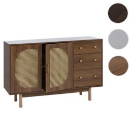 Mendler Sideboard MCW-P49, Schrank Kommode mit T&uuml;ren Anrichte Stauf&auml;cher, Poly-Rattanfront MDF Melamin 80x16 139908+139909