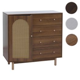 Mendler Kommode HWC-P52, Schrank Sideboard Highboard, Schubladen Stauf&auml;cher, Poly-Rattan MDF Melamin 95x100x 139914+139915