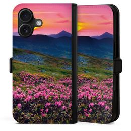 DeinDesign iPhone 17 Handy Klapph&uuml;lle Handyh&uuml;lle aus Kunst Leder schwarz Flip Case Flowers Landscape Mountain Sideflip mit Lasche