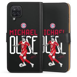 DeinDesign Galaxy A12 Handy Klapph&uuml;lle Handyh&uuml;lle aus Kunst Leder schwarz Flip Case Official Licensed Product Michael Olise Fc Bayern M&uuml;nchen Sideflip mit langer