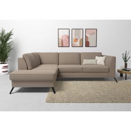 Sit & More Ecksofa SIT & MORE "Olsen L-Form", grau (taupe), B:248cm H:88cm T:201cm, 98% Polyester 2%Polyamid, Sofas, Ecksofa, inklusive Sitztiefenverstellung, wahlweise mit Bettfunktion, 15cm hoch