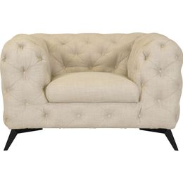 Chesterfield-Sessel Home Affaire "Glynis Sessel", beige (creme), B:125cm H:75cm T:97cm, Struktur (100% Polyester);Samtoptik (100% Polyester), Sessel, Chesterfield-Sessel, aufw&auml;ndige Knopfheftung, moderne Chesterfield Optik, Fu&szlig;farbe w&auml;hlbar