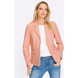 Jackenblazer Heine "Druckblazer", Damen, Gr. 40, apricot, ros&eacute;, bedruckt, 88% Polyamid, 12% Elasthan, Blazer Jackenblazer