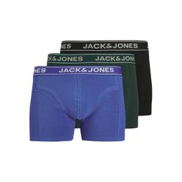 Jack & Jones PlusSize Trunk "JACBLACK FRIDAY TRUNKS 3 PACK PLS", Herren, Gr. 4XL, 3 Stk., schwarz pack:dazzling blau, forest river, Jersey, Obermaterial: 95% Baumwolle, 5% Elasthan, JACK & JONES PLUSSIZE, meliert, unifarben, eng, Unterhosen Trunk