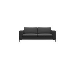 2,5-Sitzer FLEXLUX "Fiore, superbequemer Sitzkomfort durch Kaltschaum im Sitz", schwarz (deep schwarz), B:196cm H:85cm T:92cm, 100% Echteder, Sofas, 2 5-Sitzer, breite Armlehnen, F&uuml;&szlig;e Alu+schwarz