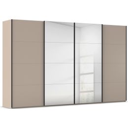 Schwebet&uuml;renschrank Rauch "Kleiderschrank Schrank Garderobe Schlafzimmerschrank SCALE-FYRA", grau (fango, griffleisten schwarz), B:360cm H:223cm T:68cm, Holzwerkstoff, Schr&auml;nke, Schwebet&uuml;renschrank, edle viergeteilte T&uuml;ren mit Spiegel und vielen Farben MADE IN GERMANY