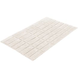 Badematte Kleine Wolke "Tiles", beige (natur), H:13mm, Baumwolle, Badematten, Badematte, Badteppich, Uni Farben, Hoch-Tief Effekt