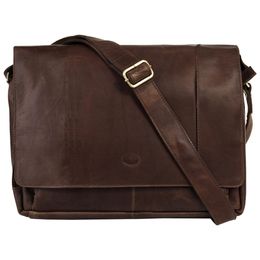 Pike Messenger Bag PIK&Eacute;, Damen, Gr. B/H/T: 38cm x 29cm x 10cm onesize, braun, Leder, gepflegt, Taschen Messenger Bag, echt Leder