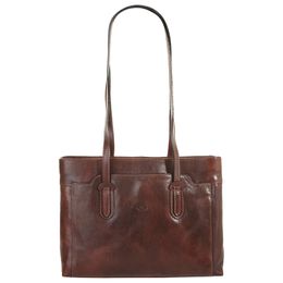 Pike Shopper PIK&Eacute;, Damen, Gr. B/H/T: 35cm x 25cm x 13cm onesize, braun, Leder, gl&auml;nzend, Taschen Shopper, echt Leder, Made in Italy