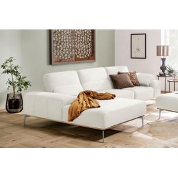 Ecksofa W.Schillig "run, Designsofa mit tollem Sitzkomfort, bequem, L-Form", wei&szlig; (wei&szlig; z73), B:319cm H:88cm T:178cm, Longlife Xtra-Leder Z73: Naturwalkleder der Luxusklasse aus den erlesensten Rohh&auml;uten. Hautst&auml;rke 1, 1 &ndash; 1, 3 mm;ROHLEDER Jacquard-Flachgewebe Q2 W60 (63% Polyester, 37% Polyacryl);ROHLEDER Chenille-Flachgewebe Q2 W77 (68% Polyacryl, 32% Polyester);Stoff S37 (100% Polyester), Sofas