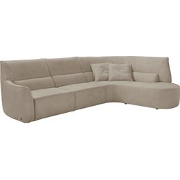 Ecksofa Egoitaliano "Puffy, extravagant & edel, Retro Designsofa, hoher Sitzkomfort, L-Form", grau (opal grau), B:330cm H:88cm T:205cm, Luxus-Micofaser Lederoptik (100% Polyester) ist ein neues technisches Gewebe mit einem visuellen und taktilen Aspekt, der dem Nubuk sehr nahe kommt, mit innovativen Eigenschaften. Seine au&szlig;erordentliche Weichheit kommt von einem exklusiven Produktionsprozess, der 