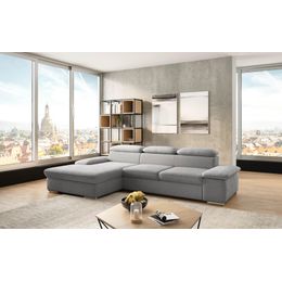 Sit & More Ecksofa SIT & MORE "Valantine L-Form, B: 286 cm", grau, B:286cm H:73cm T:174cm, 100% Polyester, Sofas, Ecksofa, mit Arm- & Kopfteilverstellung, optional mit Bettfunktion
