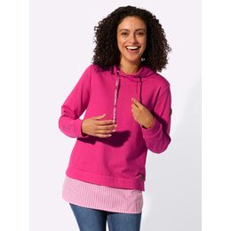 Kapuzensweatshirt Casual Looks, Damen, Gr. 40, fuchsia, 50% Baumwolle, 50% Polyester, gemustert, gestreift, unifarben, Sweatshirts Kapuzensweatshirt