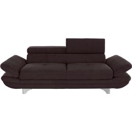 3-Sitzer COTTA "Enterprise", braun (mud), B:233cm H:75cm T:104cm, Struktur (100% Polyester );Chenille (90% Polyester; 10% Polyamid ), Sofas, 3-Sitzer, Big-Sofa, mit Armteilverstellung & Kopfteilverstellung