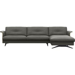 Ecksofa FLEXLUX "Glow, super bequem durch hochwertigem Sitzaufbau mit Federkern, L-Form", grau (warm mineral grau), B:305cm H:81cm T:158cm, 100% Echteder, Sofas, Ecksofa, Modernes skandinavisches Design