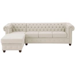 Chesterfield-Sofa Home Affaire "New Castle L-Form", beige, B:255cm H:72cm T:171cm, Sofas, Chesterfield-Sofa, hochwertige Knopfheftung in Chesterfield-Design, B/T/H: 255(171/72)
