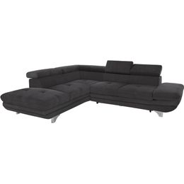 Ecksofa COTTA "Enterprise L-Form", braun (mud), B:273cm H:72cm T:237cm, Struktur (100% Polyester );Chenille (90% Polyester; 10% Polyamid ), Sofas, Ecksofa, mit Arm- & Kopfteilverstellung, wahlweise mit Bettfunktion