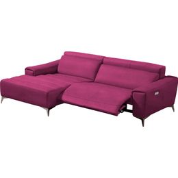 Ecksofa Egoitaliano "Suzette, Designsofa mit hohem Sitzkomfort", pink (fuchsia), B:266cm H:95cm T:163cm, Sofas, Ecksofa, mit Recamiere, inkl. 1 elektronischen Relaxfunktion, L-Form