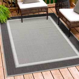 Teppich ANDIAMO "ARIZONA 2" Gr. 4, grau, B:160cm H:5mm L:230cm, Kunstfaser, Teppiche, Teppich, Flachgewebe, mit Bord&uuml;re, In- und Outdoor geeignet, Wohnzimmer, Topseller