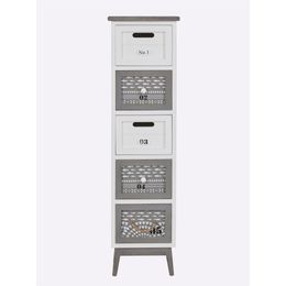 Kommode HEINE HOME, grau (wei&szlig;, grau), B:30cm H:110cm T:25cm, MDF, Sideboards, Kommode
