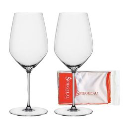 Rotweinglas Spiegelau "Bordeauxgl&auml;ser + Poliertuch Hi-Lite 650 ml 2er Set transparent", bunt (transparent), Glas, Trinkgef&auml;&szlig;e, Rotweinglas