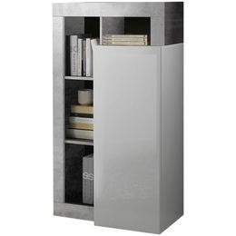 Mehrzweckschrank Home Affaire "Hamburg, Breite 69 cm", wei&szlig; (wei&szlig;, beton, optik), B:69cm H:126cm T:42cm, Schr&auml;nke, Mehrzweckschrank, H&ouml;he 126 cm