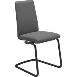Polsterstuhl stressless "Laurel", grau (grau batick, schwarz matt), B:53cm H:92cm T:59cm, Leder BATICK: BATICK ist ein leicht korrigiertes, durchgef&auml;rbtes und genarbtes M&ouml;belleder, bei dem die meisten Unebenheiten und Spuren in der Regel entfernt wurden., St&uuml;hle, Polsterstuhl, Low Back, Gr&ouml;&szlig;e M, mit Beinen aus Stahl in Schwarz matt