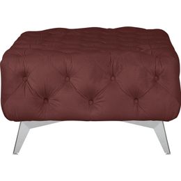 Polsterhocker Home Affaire "Amaury", rosa (rose), B:80cm H:45cm T:80cm, Struktur (100% Polyester);Samtoptik (100% Polyester), Hocker, Polsterhocker, Chesterfield-Optik, Breite 80cm, Fu&szlig;farbe w&auml;hlbar