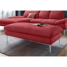 Hocker W.Schillig "enjoy&MORE", rot (ruby rot z59), B:151cm H:45cm T:71cm, Chenille-Flachgewebe R66 (85% Polyester, 15% Nylon);Longlife Xtra-Leder Z59: Glattleder mit modischer Pr&auml;gung. Hautst&auml;rke 0, 9 - 1, 1 mm;Stoff S37 (100% Polyester), Hocker, Hocker, F&uuml;&szlig;e silber matt, Breite 151 cm