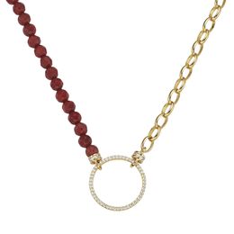 Collier "Collier mit Ziersteinen, Silber 925", gold, Giorgio Martello MILANO, Halsketten, Damen, Silber 925 (Sterlingsilber), Collier