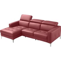 Ecksofa Egoitaliano "Matt, erstklassiger Sitzkomfort, aufwendige Detailverarbeitung, L-Form", rot (kirschrot), B:247cm H:100cm, Leder &raquo;BULL&laquo; (echtes Rindsleder). Geschliffenes, pigmentiertes und behandeltes Rindsleder mit einer Dicke von 1, 3-1, 5 mm. Dieses Leder zeigt eine ziemlich weiche Hand mit einem halb undurchsichtigen Aussehen. Es handelt sich um ein gesch&uuml;tztes Leder. Eine leichte Decksc