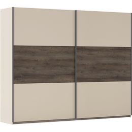 Schwebet&uuml;renschrank Rauch "Kleiderschrank Schrank Garderobe Schlafzimmerschrank SAJO", beige (champagner, atlantic oak dunkel), B:261cm H:210cm T:59cm, Holzwerkstoff, Schr&auml;nke, Schwebet&uuml;renschrank, in 2 Breiten (218, 261 cm) optional mit Spiegel MADE IN GERMANY