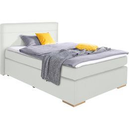 Boxspringbett Alina "Nikki", wei&szlig; (wei&szlig; tls 00), B:133cm L:214cm, Komplettbetten, Boxspringbett, inklusive Matratze und Topper, F&uuml;&szlig;e Buche natur