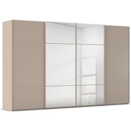 Schwebet&uuml;renschrank Rauch "Kleiderschrank Schrank Garderobe Schlafzimmerschrank SCALE-TRIO", grau (fango, griffleisten fango), B:360cm H:223cm T:68cm, Holzwerkstoff, Schr&auml;nke, Schwebet&uuml;renschrank, edle dreigeteilte Front mit 2 Zierleisten und Spiegel MADE IN GERMANY