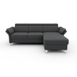 Sit & More Ecksofa SIT & MORE "Vincenzo L-Form", grau (anthrazit), B:252cm H:84cm T:165cm, Sofas, Ecksofa, inklusive Kopfteilverstellung, wahlweise mit Bettfunktion, Bettkasten