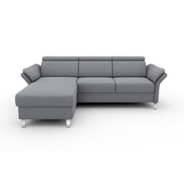 Sit & More Ecksofa SIT & MORE "Vincenzo L-Form", grau (hellgrau), B:252cm H:84cm T:165cm, Sofas, Ecksofa, inklusive Kopfteilverstellung, wahlweise mit Bettfunktion, Bettkasten
