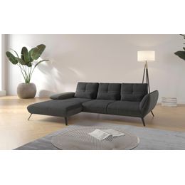 Ecksofa OTTO HOME "Mikado L-Form", grau (dunkelgrau), B:276cm H:88cm T:183cm, 100% Polyester, Sofas, Ecksofa, inkl. Sitztiefenverstellung und Armteilverstellung