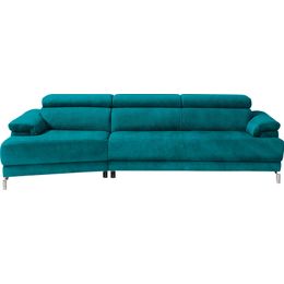 Ecksofa Egoitaliano "Soul, extravagantes Designsofa, Megasofa, super bequem, tolle Details", blau (teal), B:246cm H:99cm T:140cm, Sofas, Ecksofa, mit Trapez-Abschlu&szlig;element, inkl verstellbarer Kopfteile