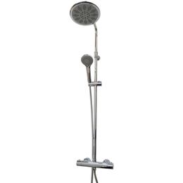Duschsystem ADOB "Wellness", grau (silberfarben), T:52cm, Kunststoff, Messing, Brausegarnituren, Duschsystem, h&ouml;henverstellbar