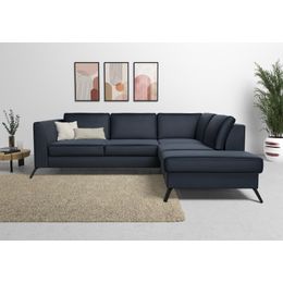 Sit & More Ecksofa SIT & MORE "Olsen L-Form", blau (navy), B:248cm H:88cm T:201cm, 100% Polyester, Sofas, Ecksofa, inklusive Sitztiefenverstellung, wahlweise mit Bettfunktion, 15cm hoch