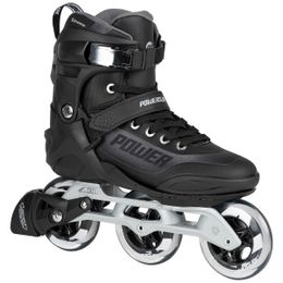 Inlineskates Powerslide "Phuzion Krypton Chrome 100" Gr. 44, schwarz (schwarz, silbefarben), Inlineskates_Rollschuhe, 44 (bis 100 kg), Kunstfaser, Inlineskates