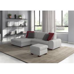Sit & More Ecksofa SIT & MORE "Luxor L-Form", silber, B:275cm H:82cm T:173cm, Luxus-Microfaser ALTARA NUBUCK (100% Polyester);Soft clean (98% Polyester, 2% Polyamid);Struktur fein (100% Polyester), Sofas, Ecksofa, wahlweise mit Bettfunktion, Bettkasten und Kopfteilverstellung