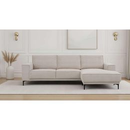 Ecksofa OTTO HOME "Polsterecke Oland, Struktur, Flachgewebe, Luxus-Microfaser, Boucle", sand, B:280cm H:85cm T:152cm, 92%PES 8%NY, Sofas, Ecksofa, L-Form, 280 cm, Wellenunterfederung, Skandi-Design, Metallf&uuml;&szlig;e